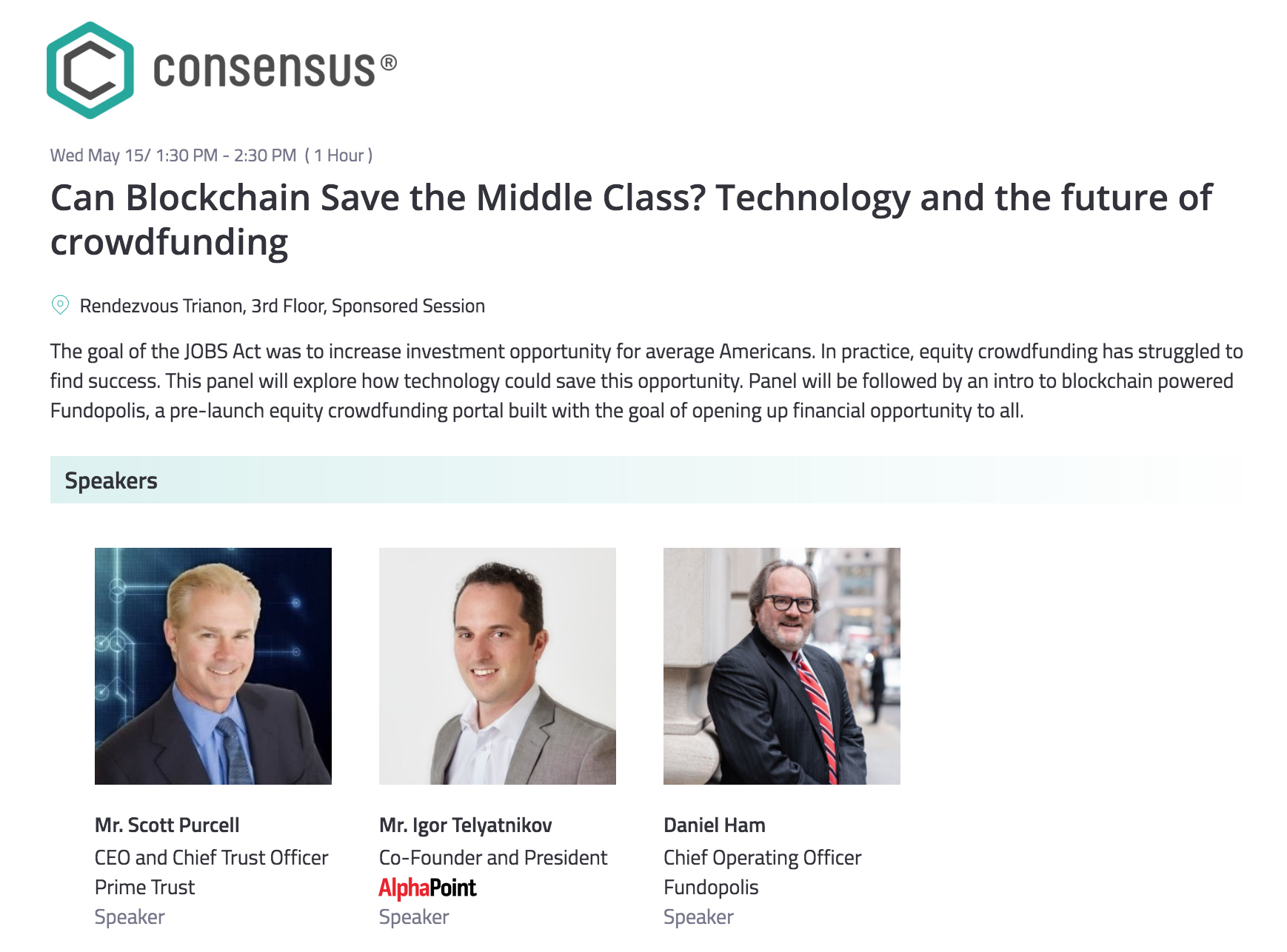 Consensus 2019 - AlphaPoint